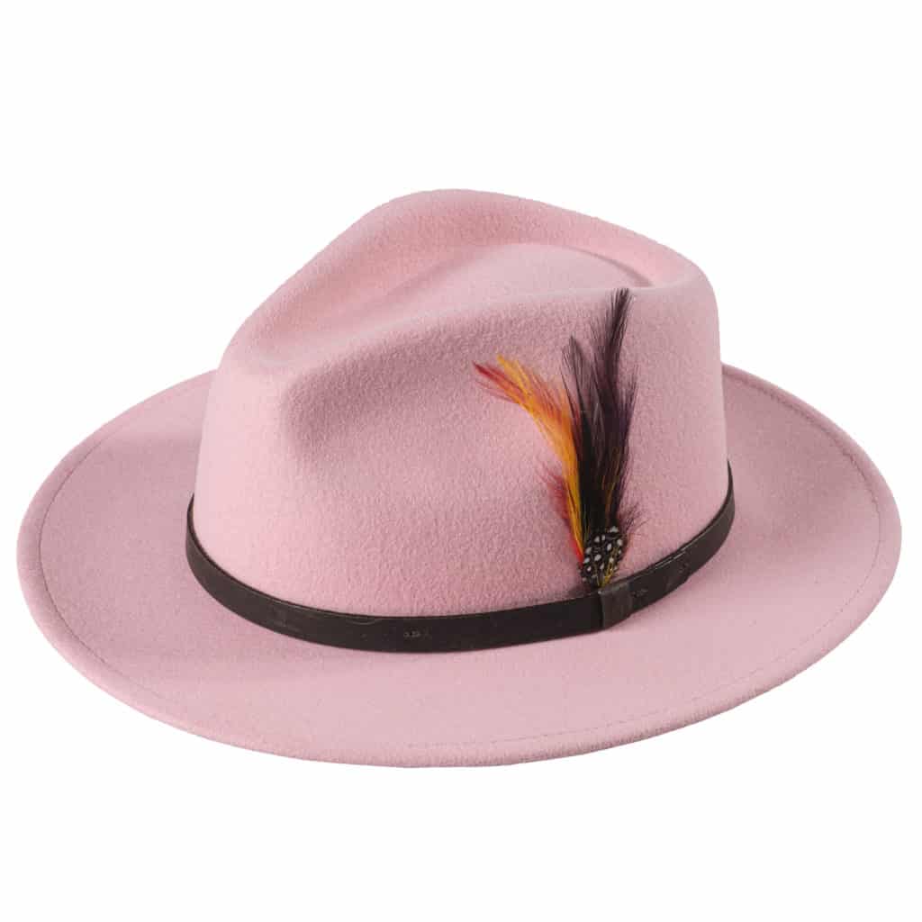 Palarie fedora roz pastel - Magazinul De Palarii