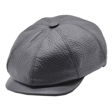Sapca newsboy din piele naturala neagra - Magazinul De Palarii